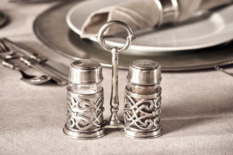 Pewter & Glass Salt & Pepper Cruet Set/Shakers - Italian Pewter
