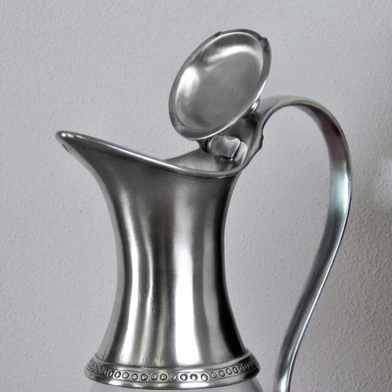 Pewter & Glass Jug with Lid - Italian Pewter Drinkware