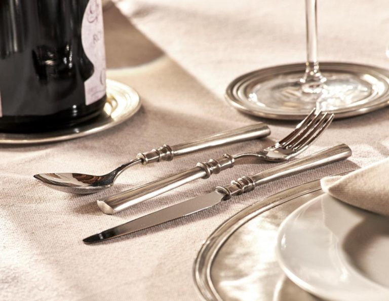 Pewter & Stainless Steel Dessert Spoon - Italian Pewter Flatware