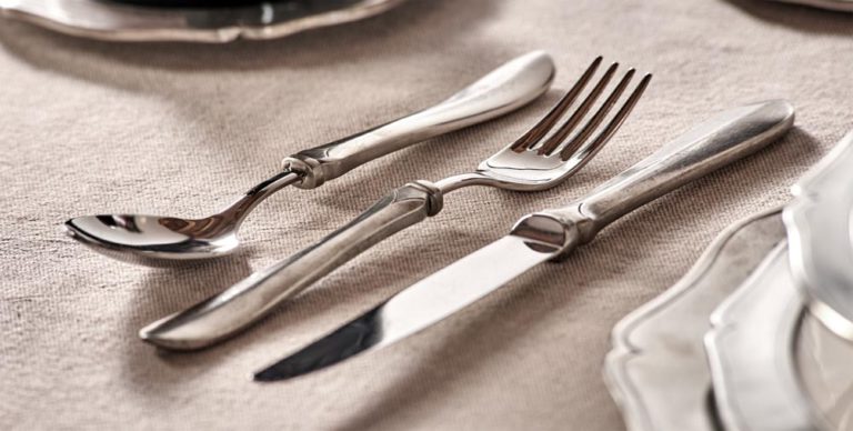 Pewter & Stainless Steel Dessert Spoon - Italian Pewter Flatware