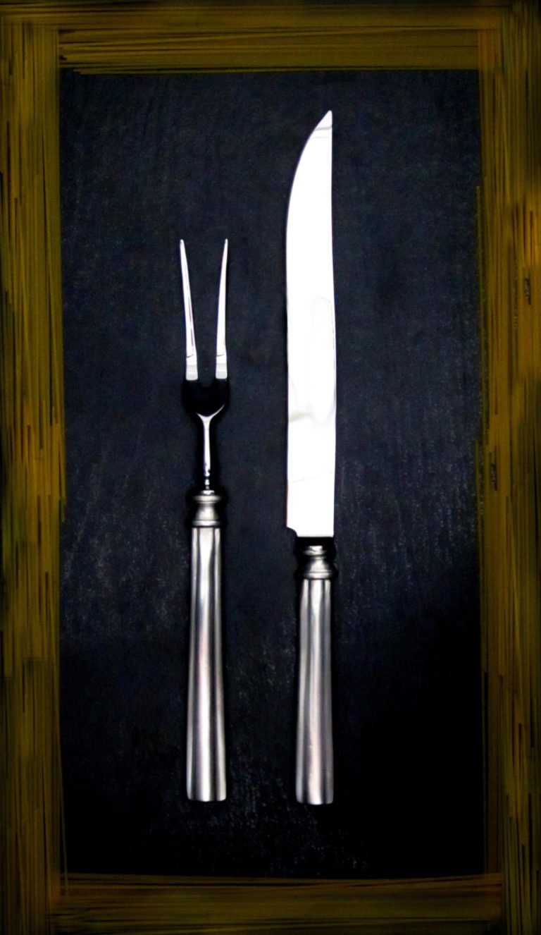 Pewter & Stainless Steel Roast Carving Fork - Italian Pewter