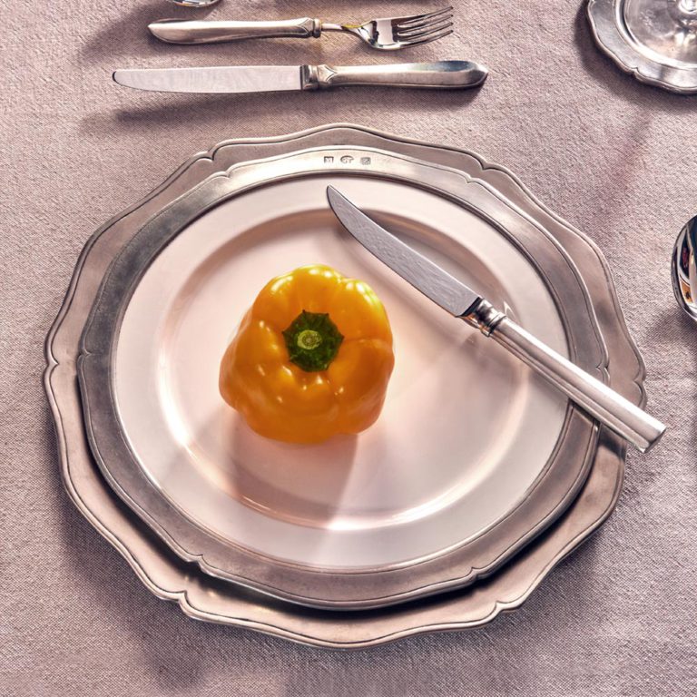 Ceramic & Pewter Dinner Plate - Italian Pewter Dinnerware