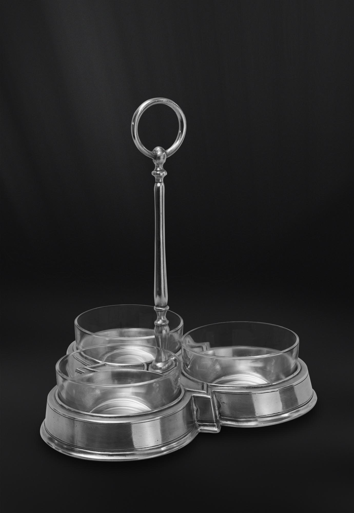 Pewter & Crystal Condiment/Crudité Tray - Pewter Serveware
