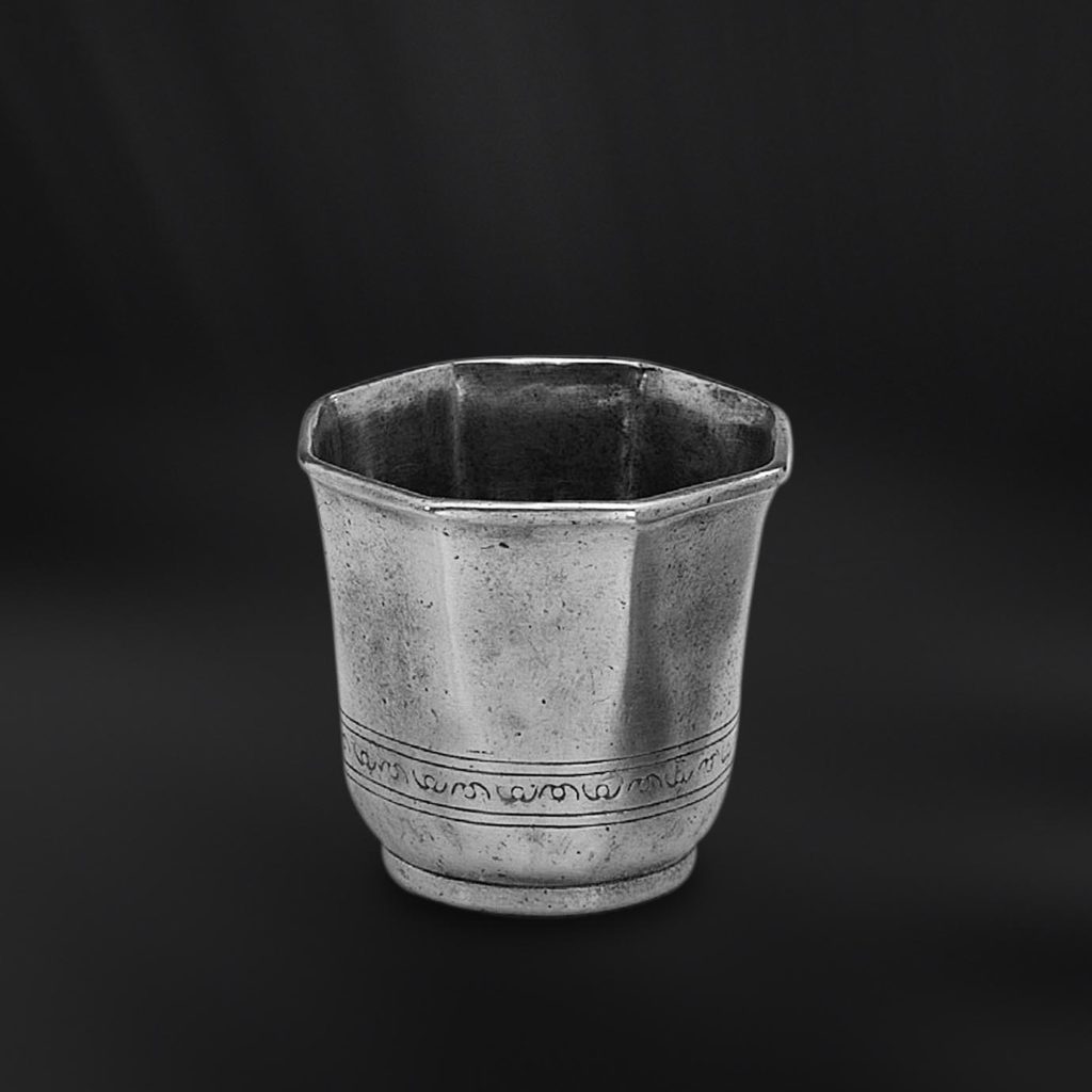 Octagonal Pewter Whisky Cup - Italian Pewter Barware