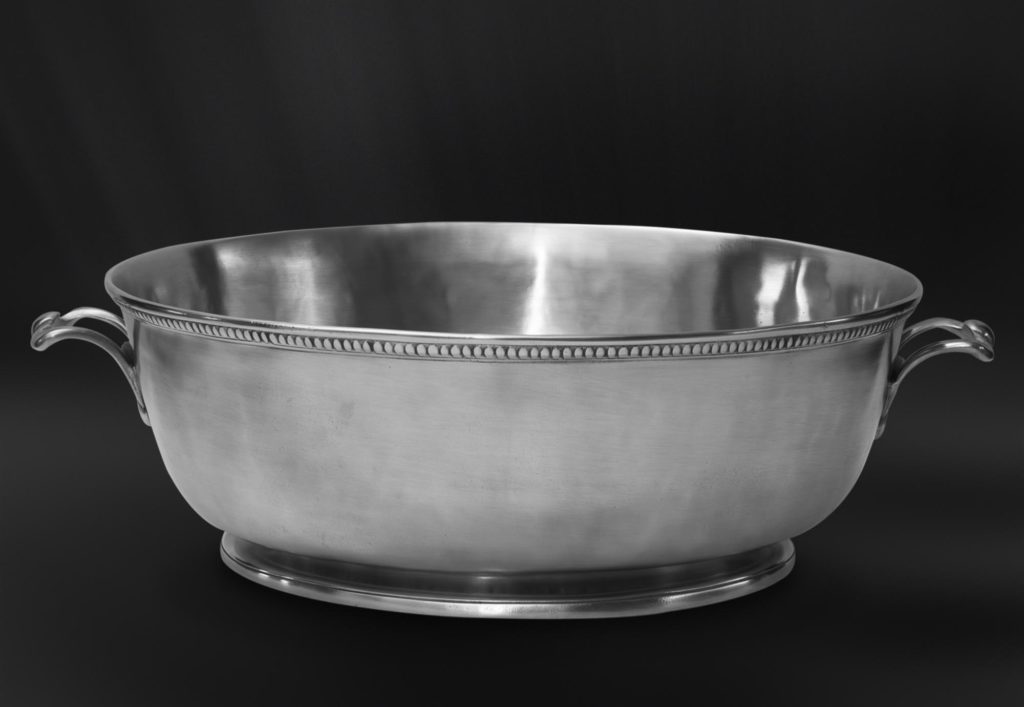 Oval Pewter Centerpiece with Handles - Italian Pewter Tableware