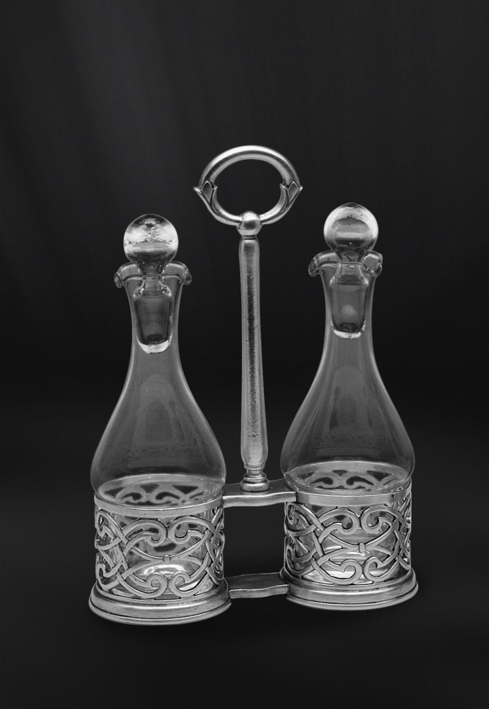 Pewter & Glass Salt & Pepper Cruet Set/Shakers - Italian Pewter