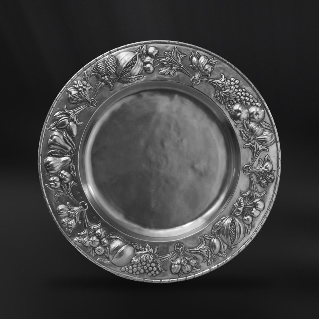 Embossed Pewter Platter - Italian Pewter Tableware