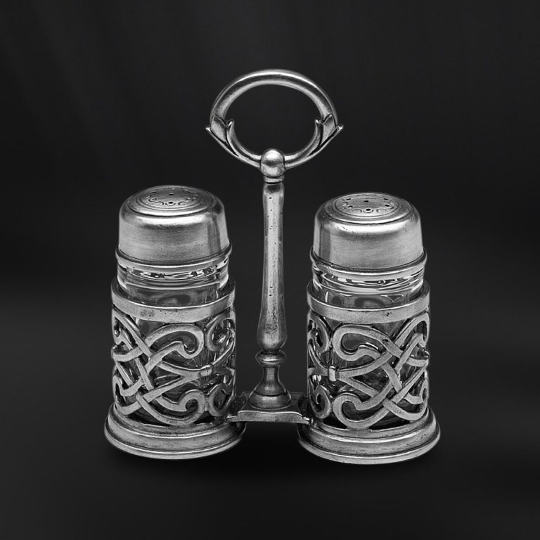 Pewter & Glass Salt & Pepper Cruet Set/Shakers - Italian Pewter