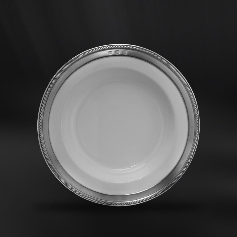 Ceramic & Pewter Soup Dish - Italian Pewter Dinnerware