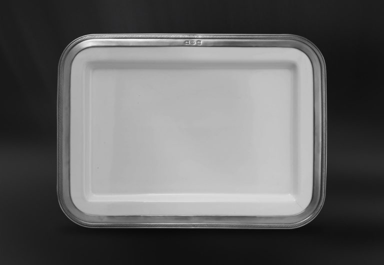 Rectangular Ceramic & Pewter Tray - Italian Pewter Tableware